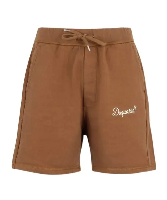 Dsquared2 Drawstring Embroidered-logo Track Shorts - Brown