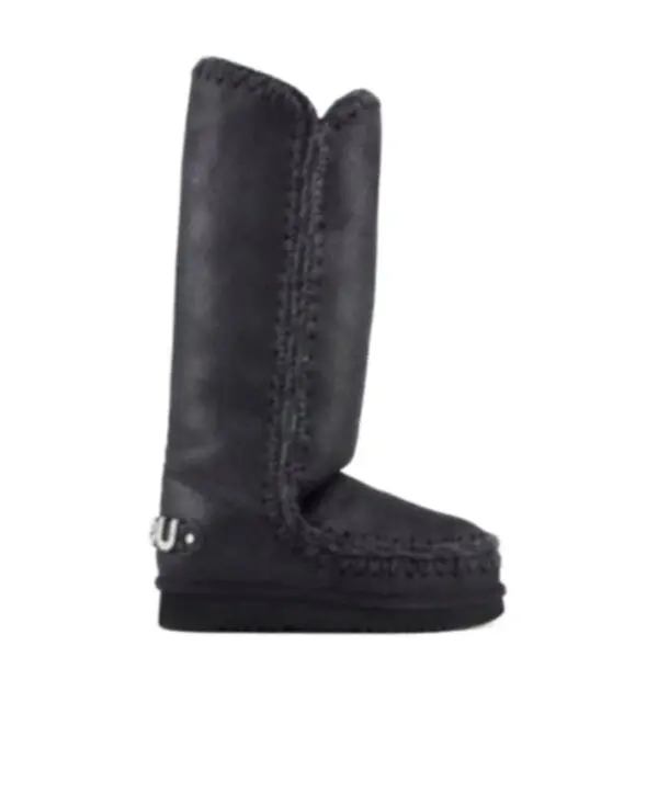 Mou Glitter Logo Eskimo Boots - Black