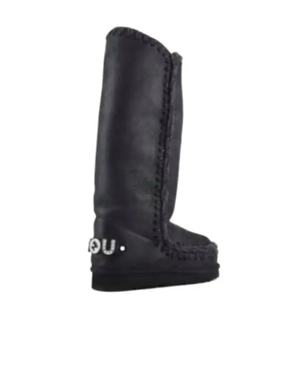 Mou Glitter Logo Eskimo Boots - Black