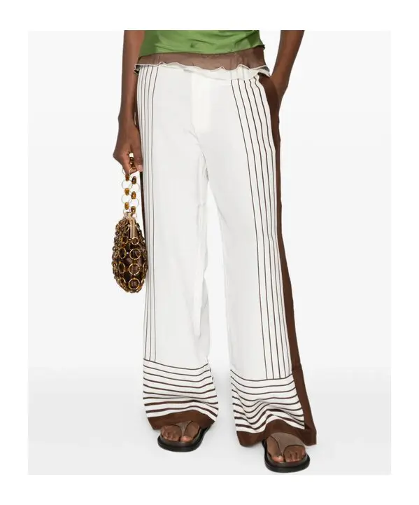 SIR. Striped Wide Leg Pants With Belt Loops - No