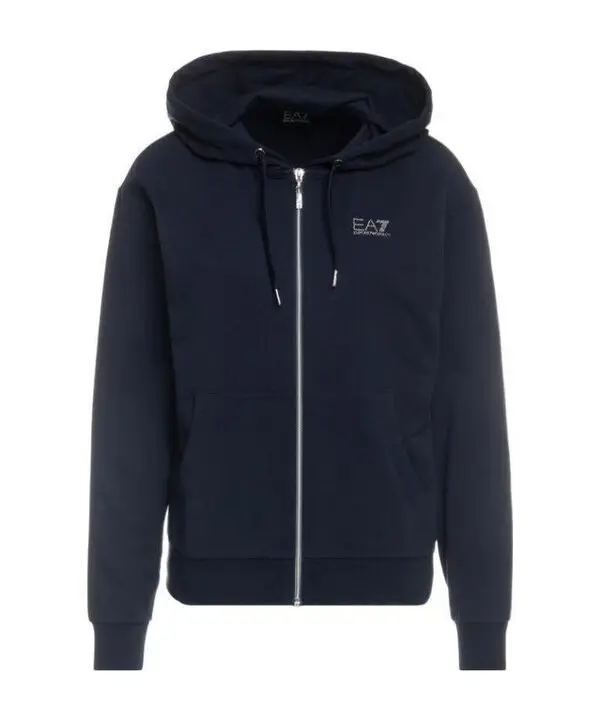 EA7 Logo Zip-up Hooded Jacket - Black