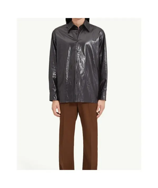 MAISON MARGIELA Shiny Coated Shirt - Brown