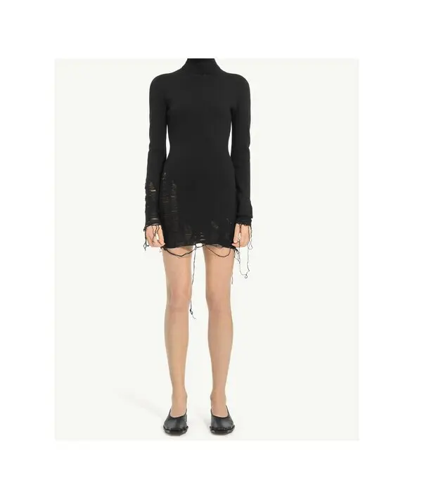 MAISON MARGIELA Ribbed Distressed Turtleneck Mini Dress