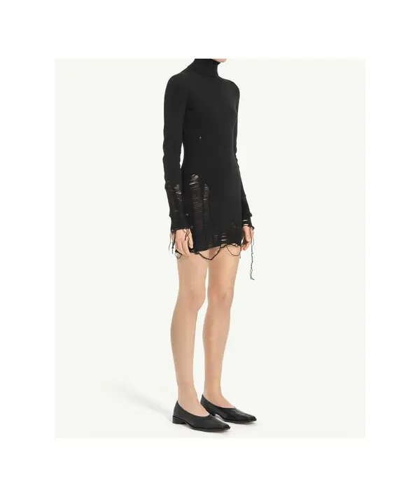 MAISON MARGIELA Ribbed Distressed Turtleneck Mini Dress