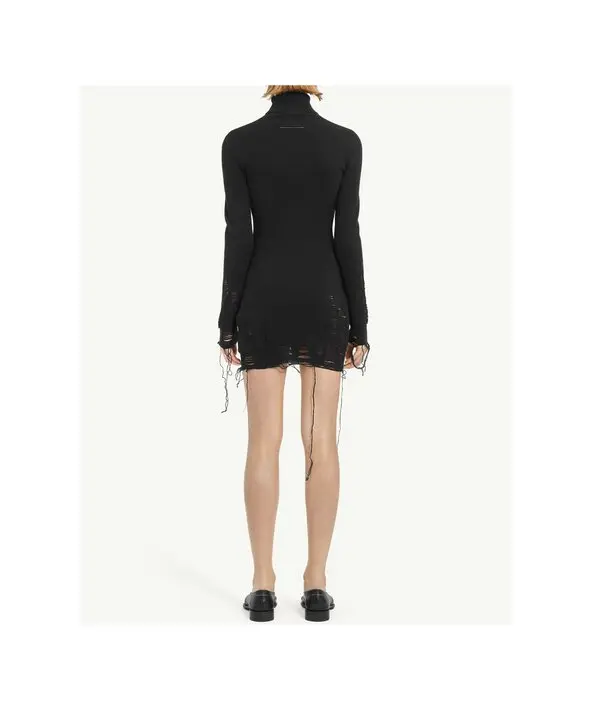 MAISON MARGIELA Ribbed Distressed Turtleneck Mini Dress