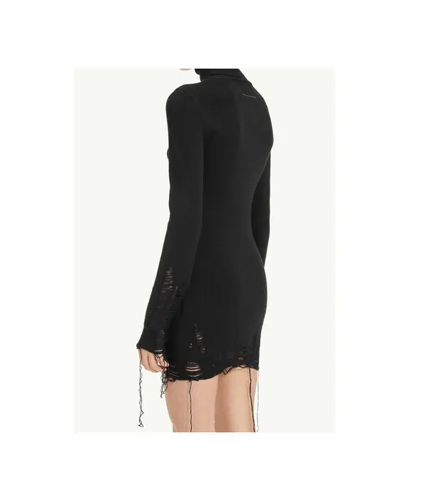 MAISON MARGIELA Ribbed Distressed Turtleneck Mini Dress