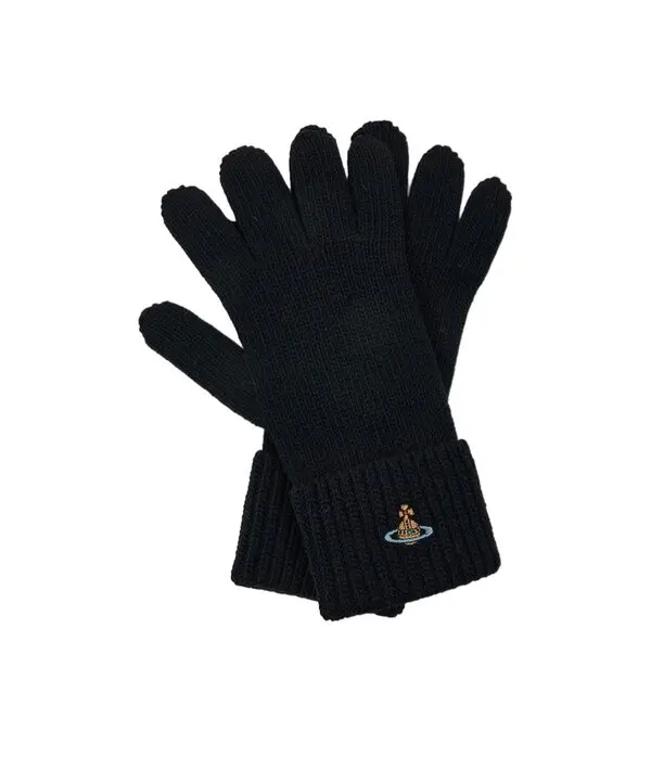 VIVIENNE WESTWOOD Orb Embroidered Gloves - Black