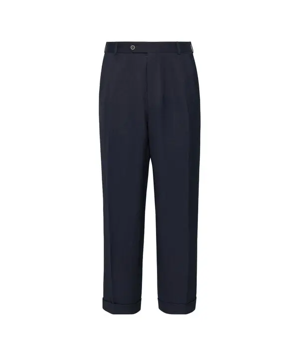 MAISON MARGIELA High-waist Wool And Linen Blend Trousers - Blue