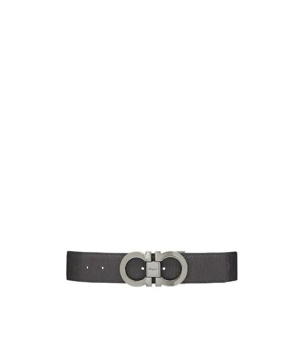 FERRAGAMO Gancini Buckle Double-sided Leather Belt - Black