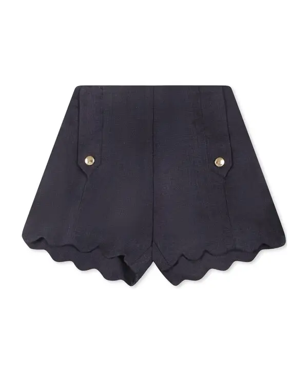 Chloé Scallop-edge Linen Shorts
