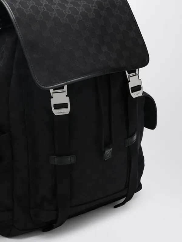 Gucci Gg Embossed Nylon Backpack - Black