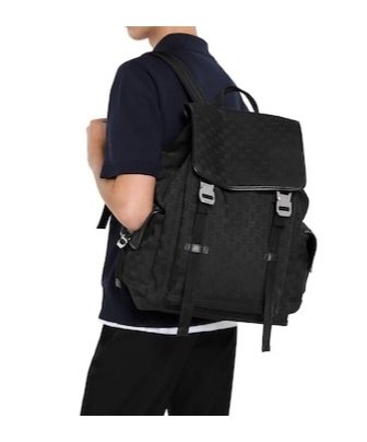 Gucci Gg Embossed Nylon Backpack - Black