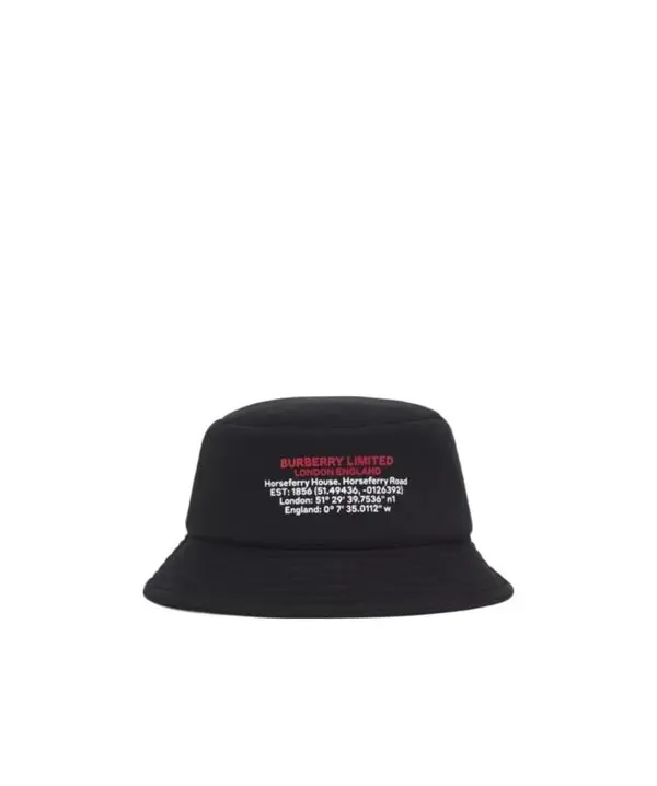 Burberry Location Print Cotton Bucket Hat - Black