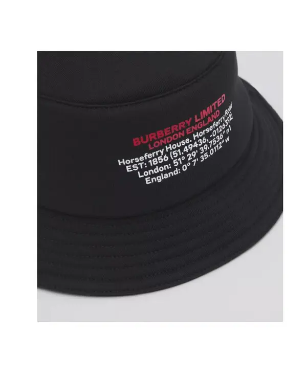 Burberry Location Print Cotton Bucket Hat