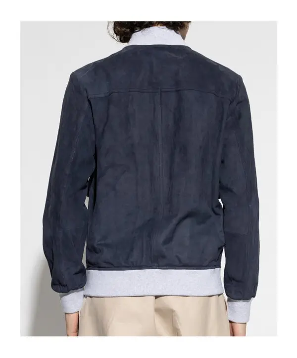 Eleventy Flap Pocket Suede Jacket - Navy