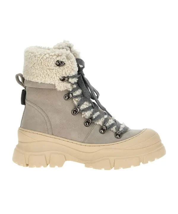 Brunello Cucinelli Shearling Lace-up Boots