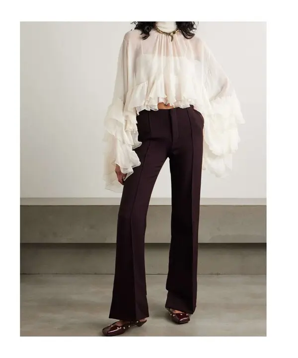 Chloé Wool Tailored Trousers - Copper-brown