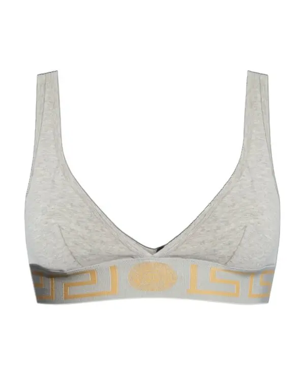 Versace Logo-detailed Bra - Gray