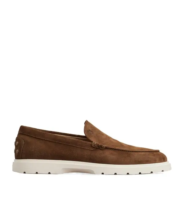 TOD'S Logo Embossed Slip-on Loafers - Brown