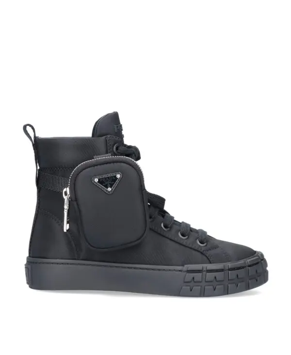 Prada Lace-up High Top Boots With Removable Pouch