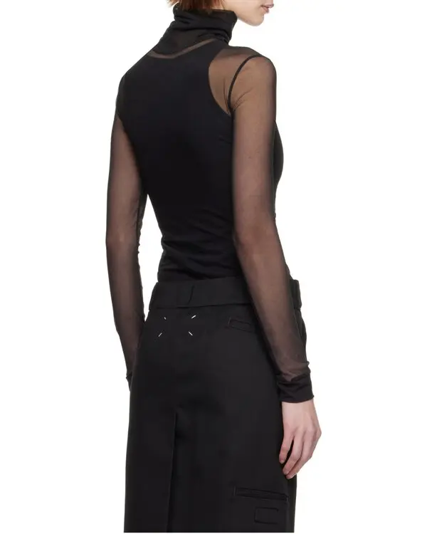 MAISON MARGIELA High Neck Sheer Bodysuit