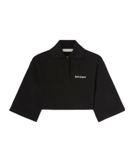 Palm Angels Cropped Logo Embroidered Polo Shirt