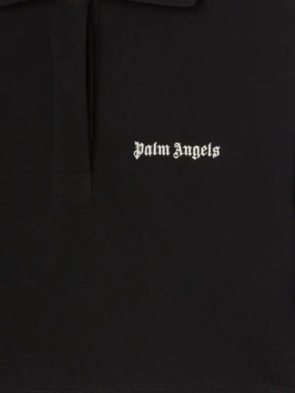 Palm Angels Cropped Logo Embroidered Polo Shirt