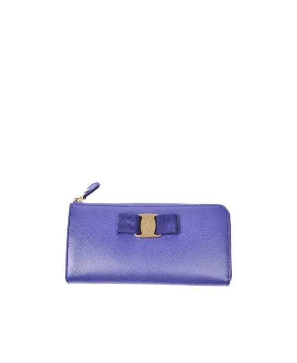 FERRAGAMO Bow Details Logo Wallet - Blue