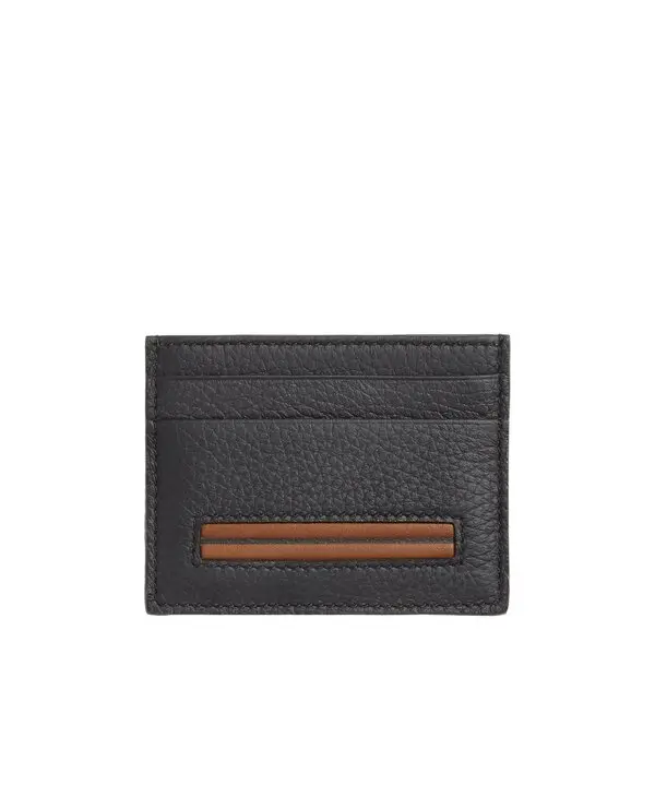 Zegna Logo Embossed Card Holder - Black