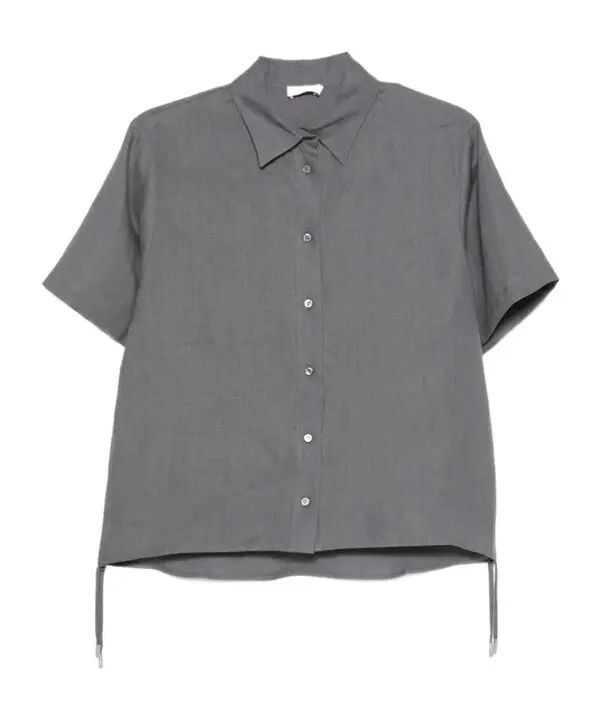 Peserico Short Sleeve Shirt With Drawstring Hem - Grey
