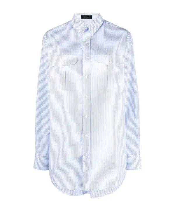 Wardrobe.NYC Striped Cotton Shirtdress - White