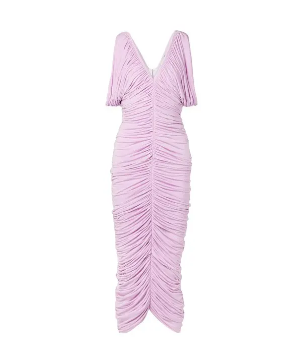 Magda Butrym Ruched V-neck Midi Dress - Pink