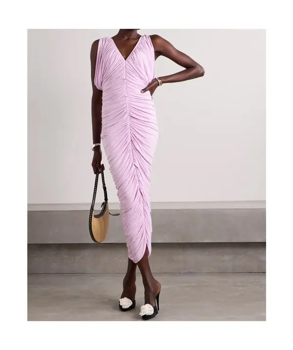 Magda Butrym Ruched V-neck Midi Dress - Pink