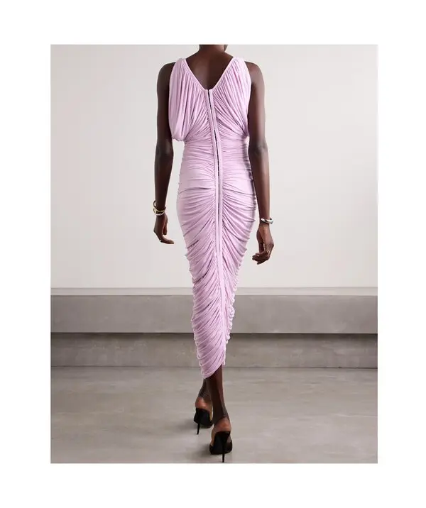 Magda Butrym Ruched V-neck Midi Dress - Pink