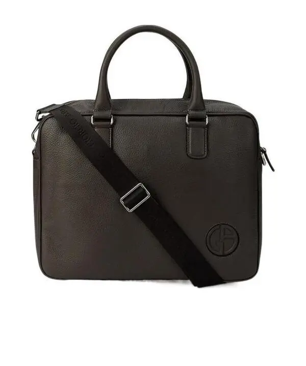 Giorgio Armani Logo Briefcase - Black