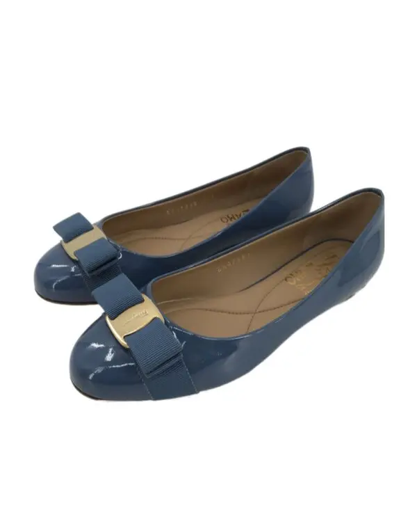 FERRAGAMO Patent Leather Ballet Flats With Bow Detail