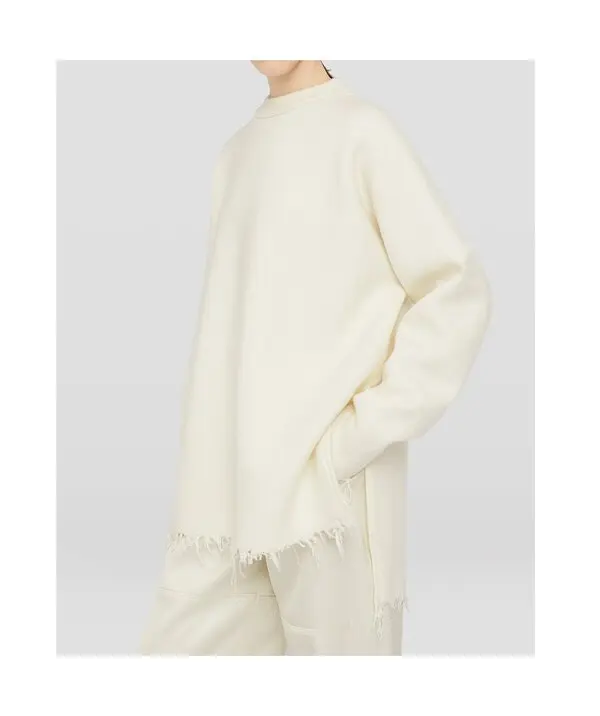 JIL SANDER Crew Neck Knit With Distressed Hem