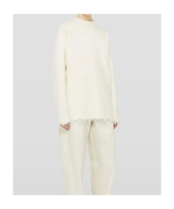 JIL SANDER Crew Neck Knit With Distressed Hem