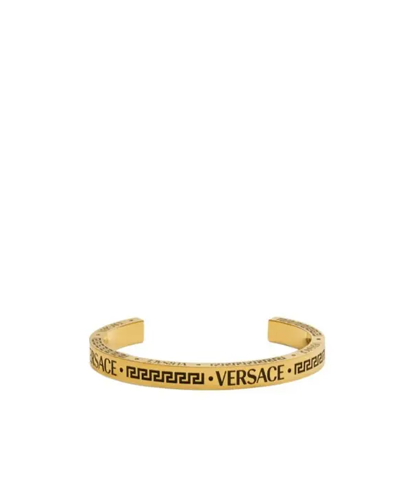 Versace Logo Engraved Bracelet - Black/gold