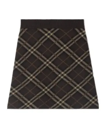 Burberry Checked Knitted Skirt - Truffle Brown