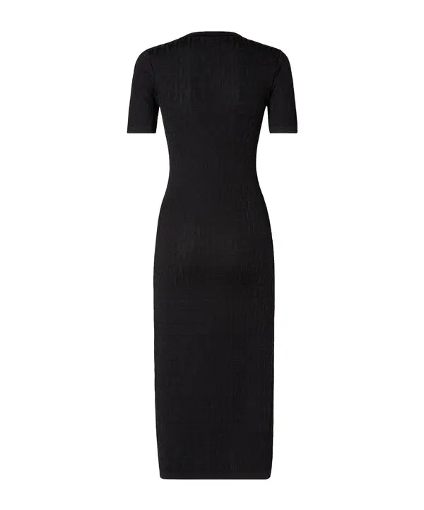 Fendi Ff Motif Fitted Midi Dress - Black