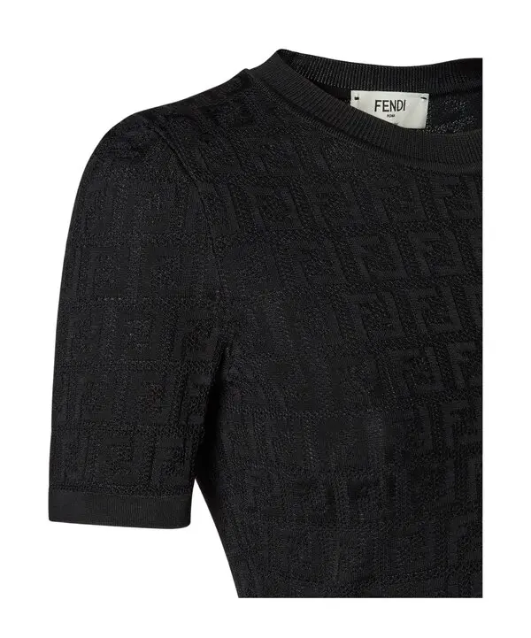 Fendi Ff Motif Fitted Midi Dress - Black