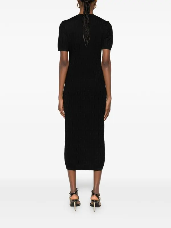 Fendi Ff Motif Fitted Midi Dress - Black