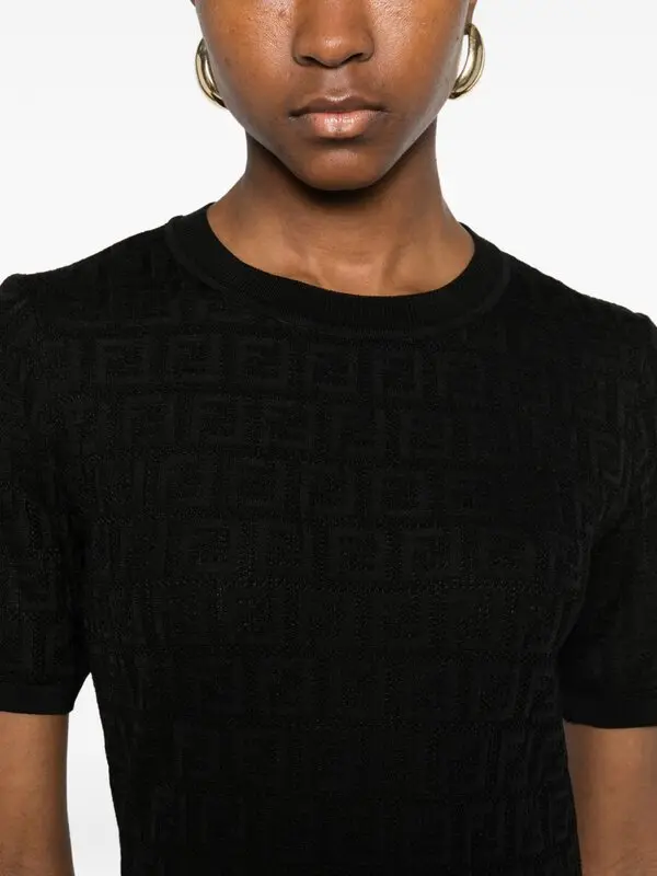 Fendi Ff Motif Fitted Midi Dress - Black