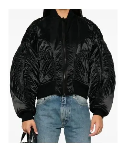 MUGLER Long-sleeved Zip-up Bomber Jacket - Black