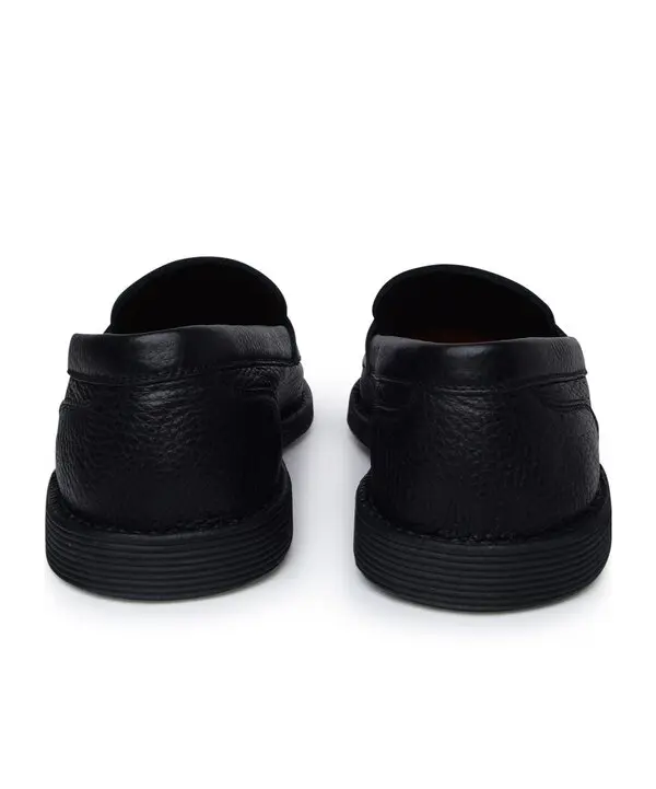 Dolce & Gabbana Logo Plaque Almond Toe Loafers - Black