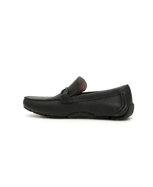 FERRAGAMO Round Toe Loafers With Gancio Detail - Black