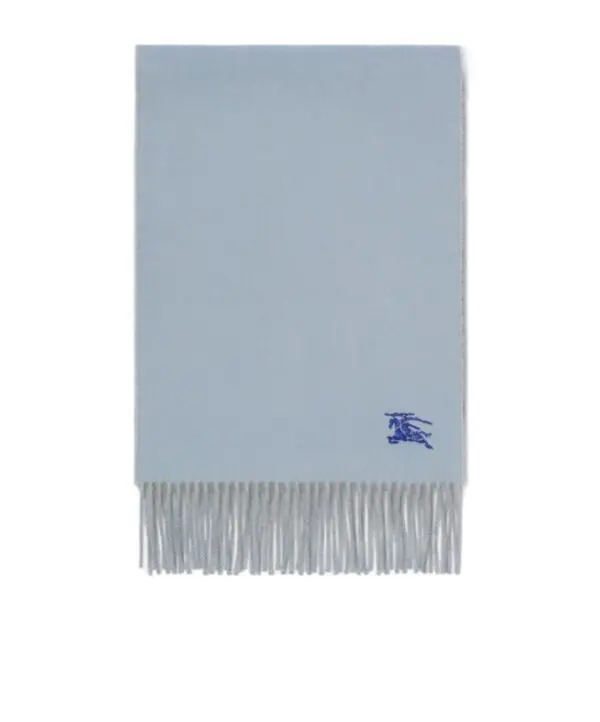 Burberry Reversible Knight Embroidered Scarf - Light Grey