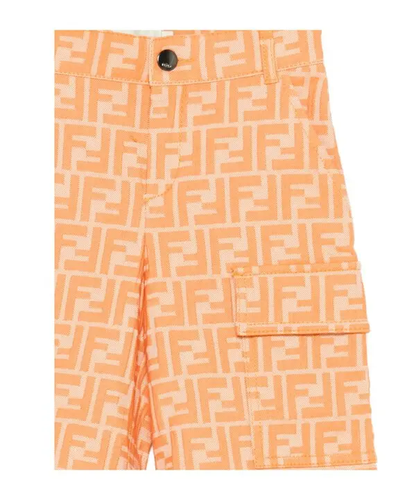 Fendi Logo Pattern Cargo Shorts - Orange