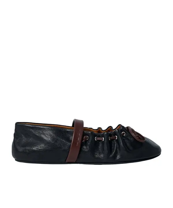 Marni Leather Mary Jane Ballerinas - Black